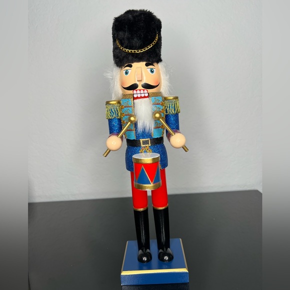 Holiday | Nutcracker Drummer Soldier Wooden W Drum Furry Top Hat ...